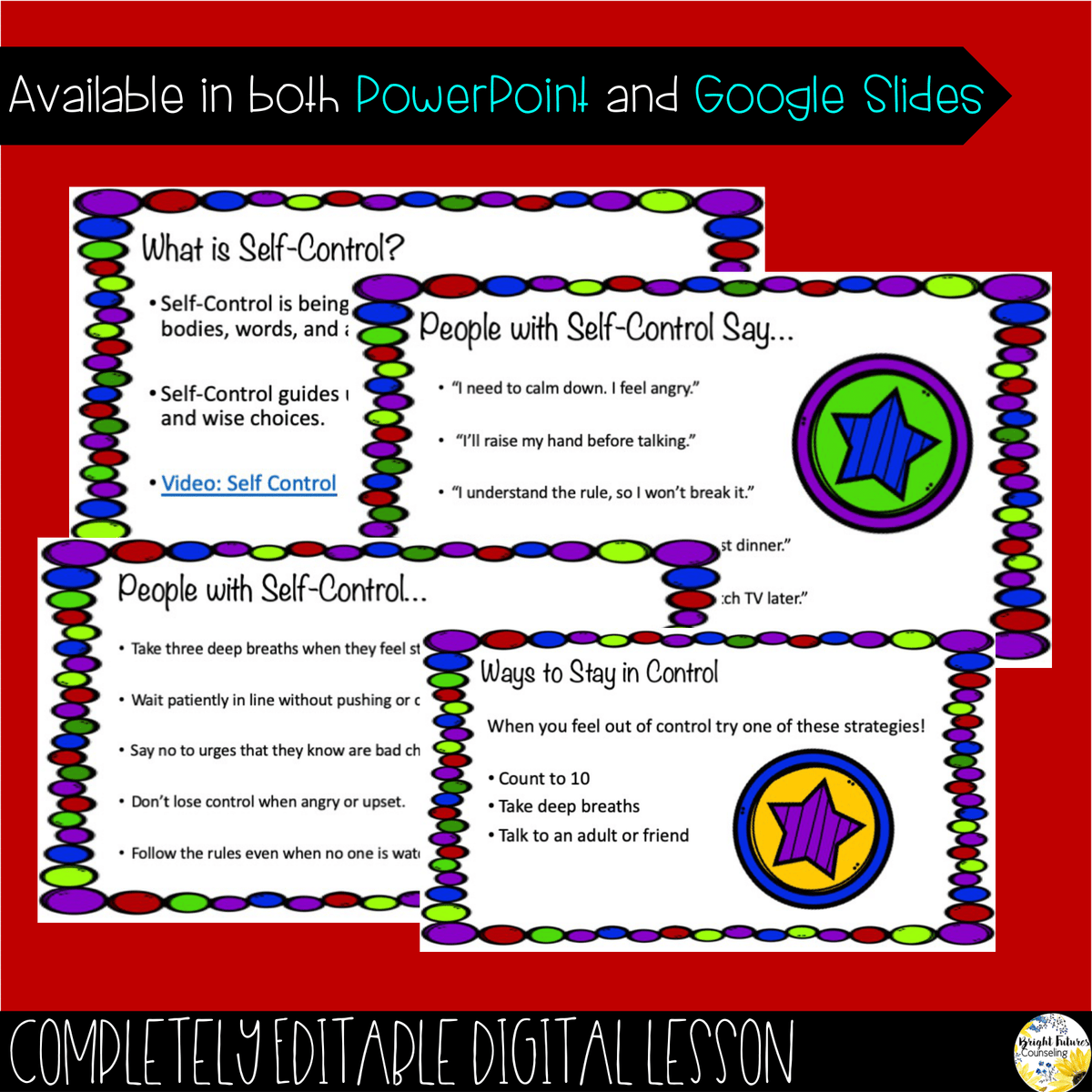 SELF-CONTROL Guidance Lesson + Editable Google Slides Version