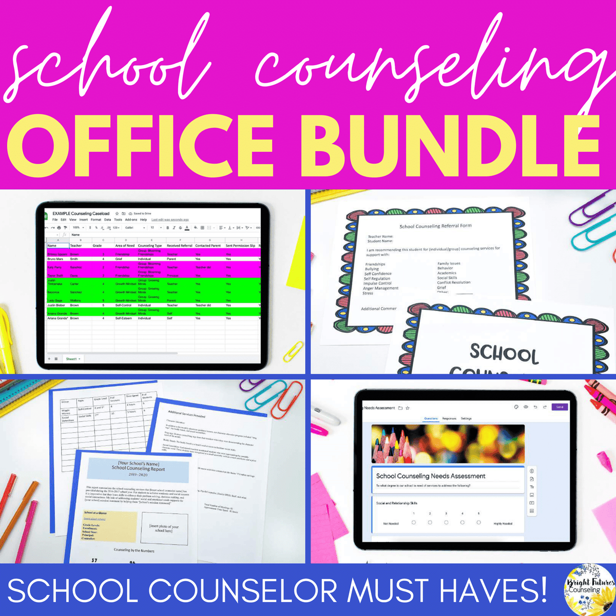 School Counseling Office Bundle and Counseling Forms with Digital Vers