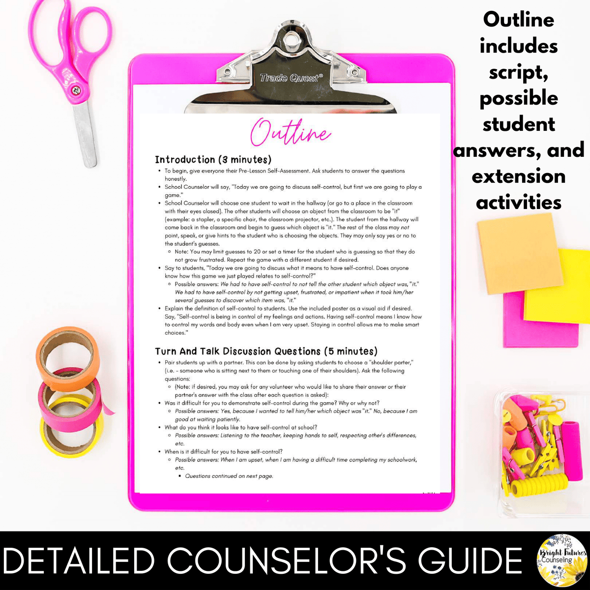 Self-Control Lesson for Social Emotional Learning & Elementary School