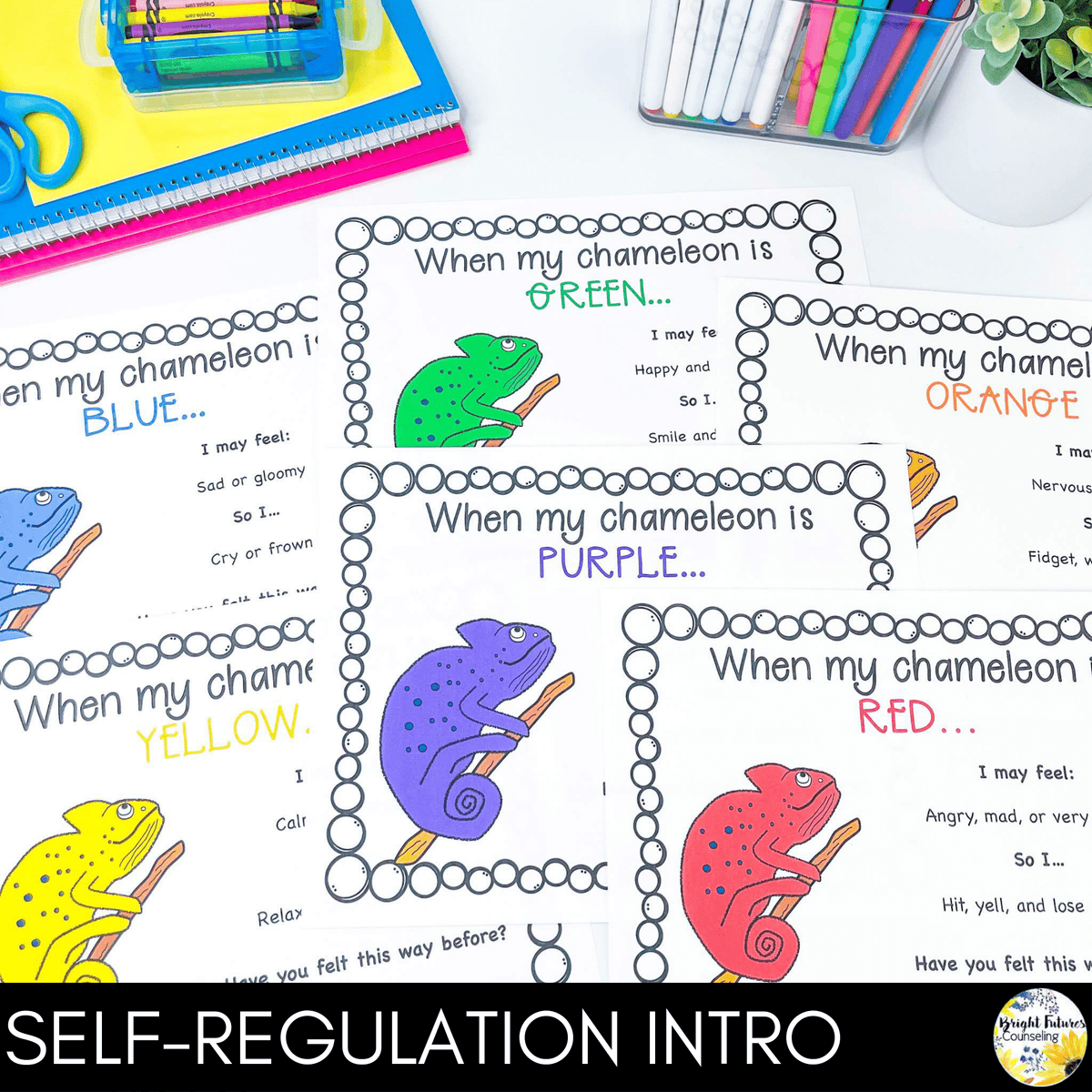Self-Regulation Lesson - What Color is Your Chameleon? Counseling Acti