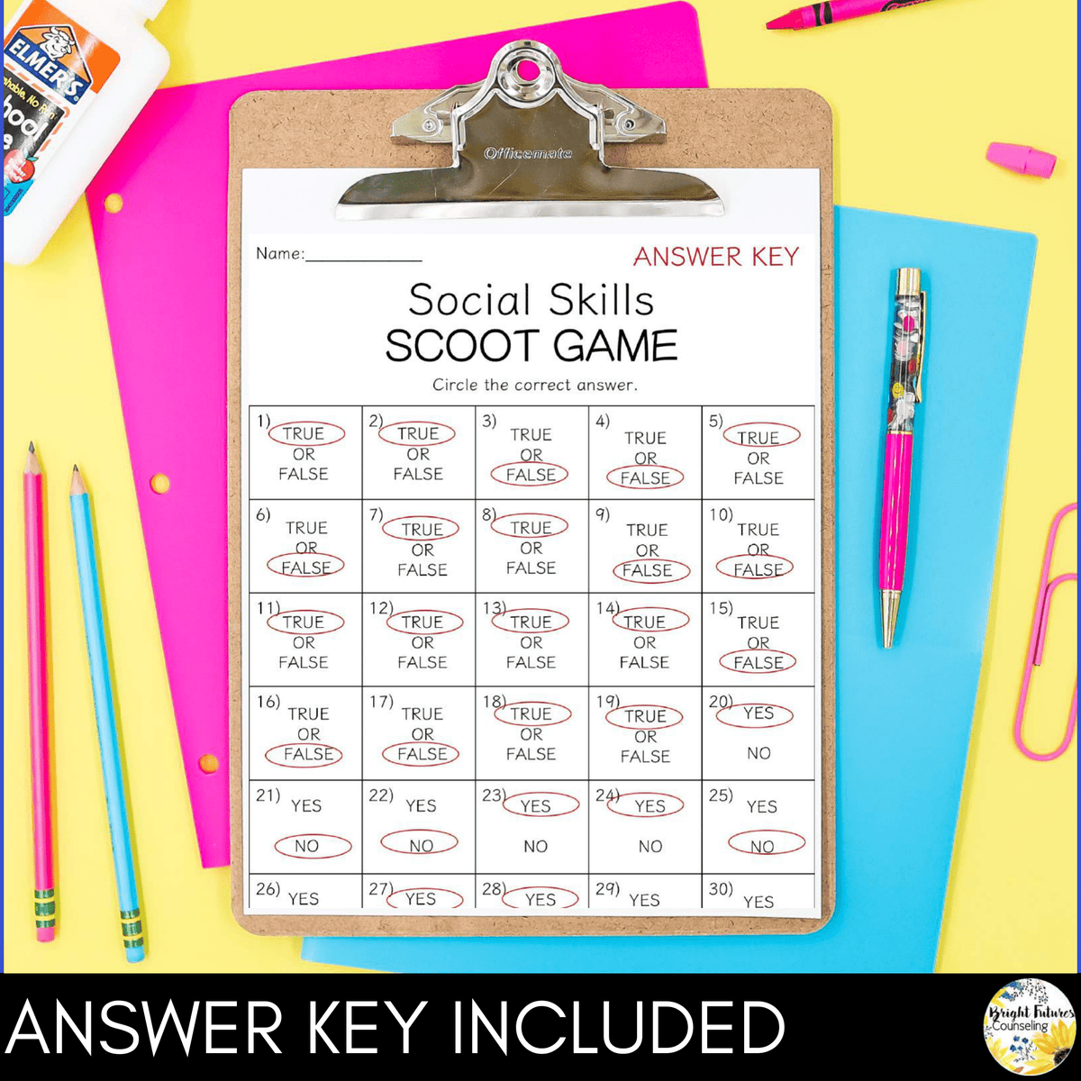 Social Skills Scoot Game Interactive Social Skills Game