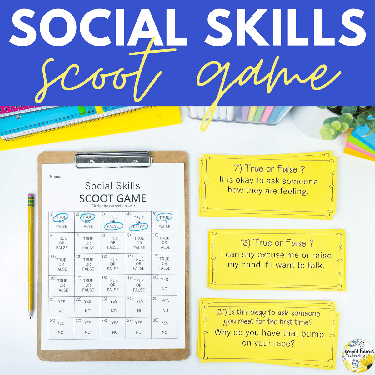 Social Skills Scoot Game Interactive Social Skills Game