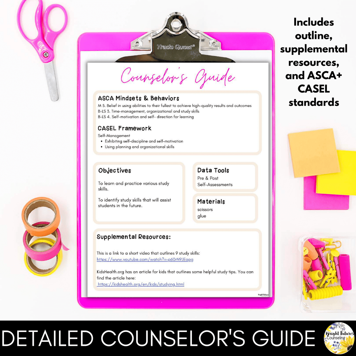 Study Skills Lesson for Social Emotional Learning & Elementary School